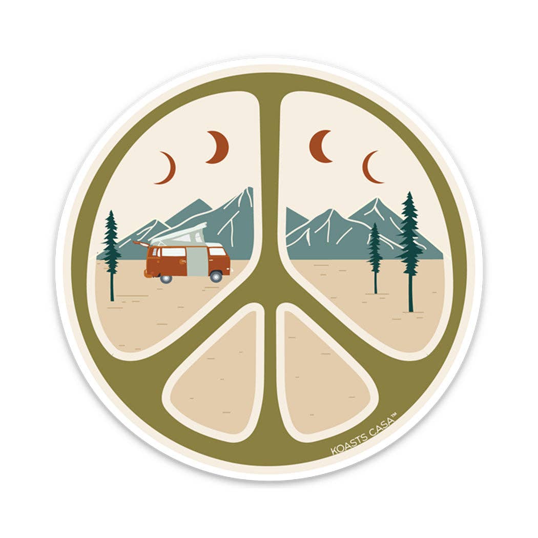 Mountain Peace Sign Sticker | Coral & Calypso