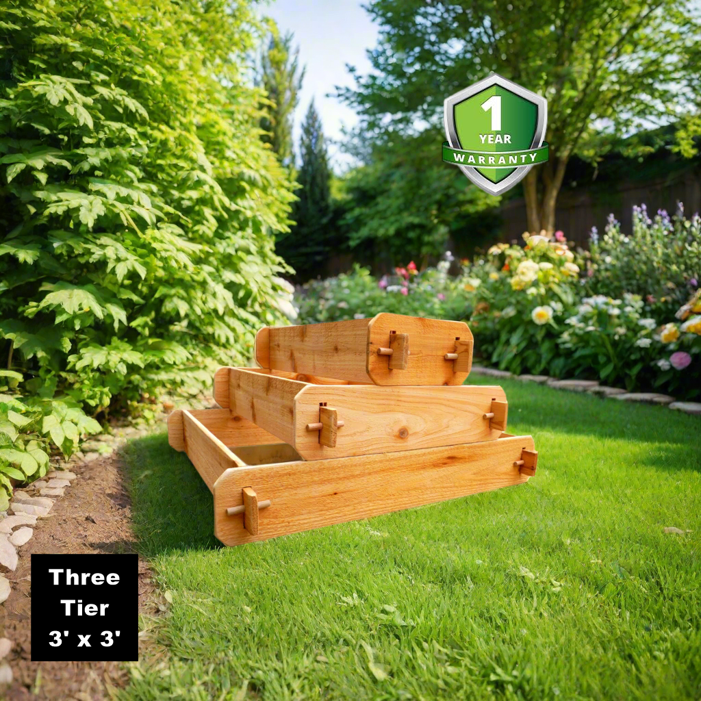 Timberlane Gardens Raised Garden Bed Kit 3 Tiered Pyramid (1x3 2x3 3x3 ...