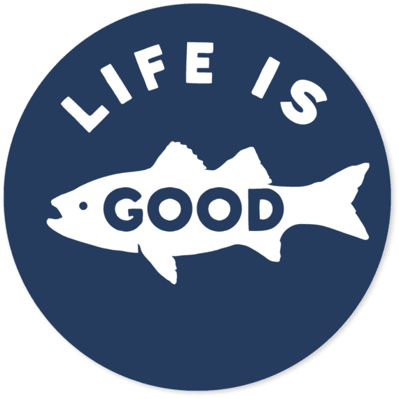 Life Is Good® Fish 4" Round Sticker | Coral & Calypso